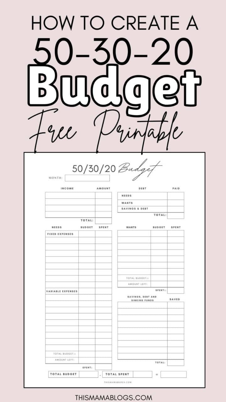 How to Use the 50/30/20 Budget Rule (Free Budget Printable) - This Mama ...