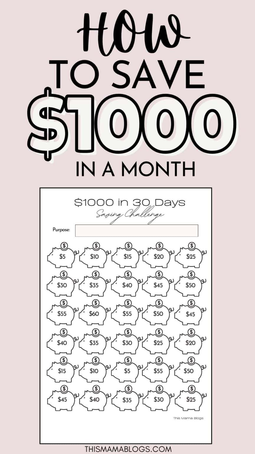 Money Saving Challenge Save 1 000 In A Month Free Printable This Money Saving Challenge Save 1 000 In A Month Free Printable This