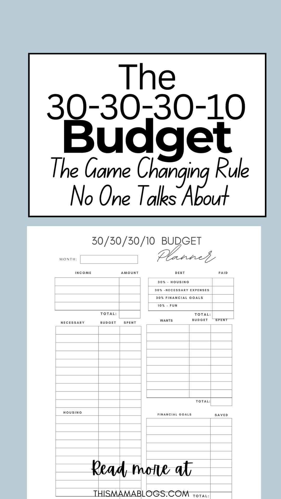 The 30-30-30-10 Budget: How It Works + Free Budget Printable - This Mama Blogs